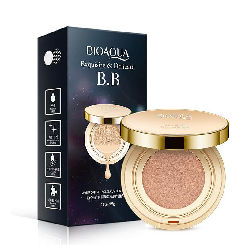 Bedak Bioaqua Cushion Gold - Hasil Makeup Rata, Halus dan Natural